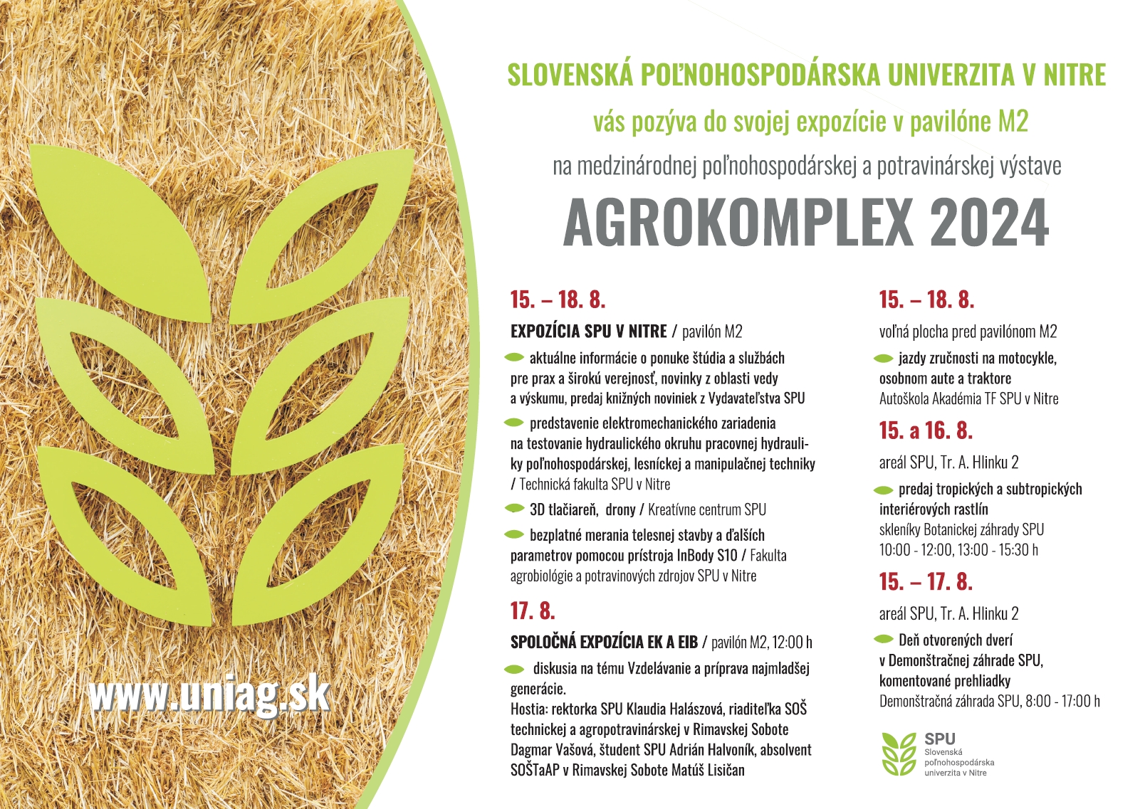 SPU sa bude prezentovať na Agrokomplexe 2024 modernými technológiami - Slovenská ...